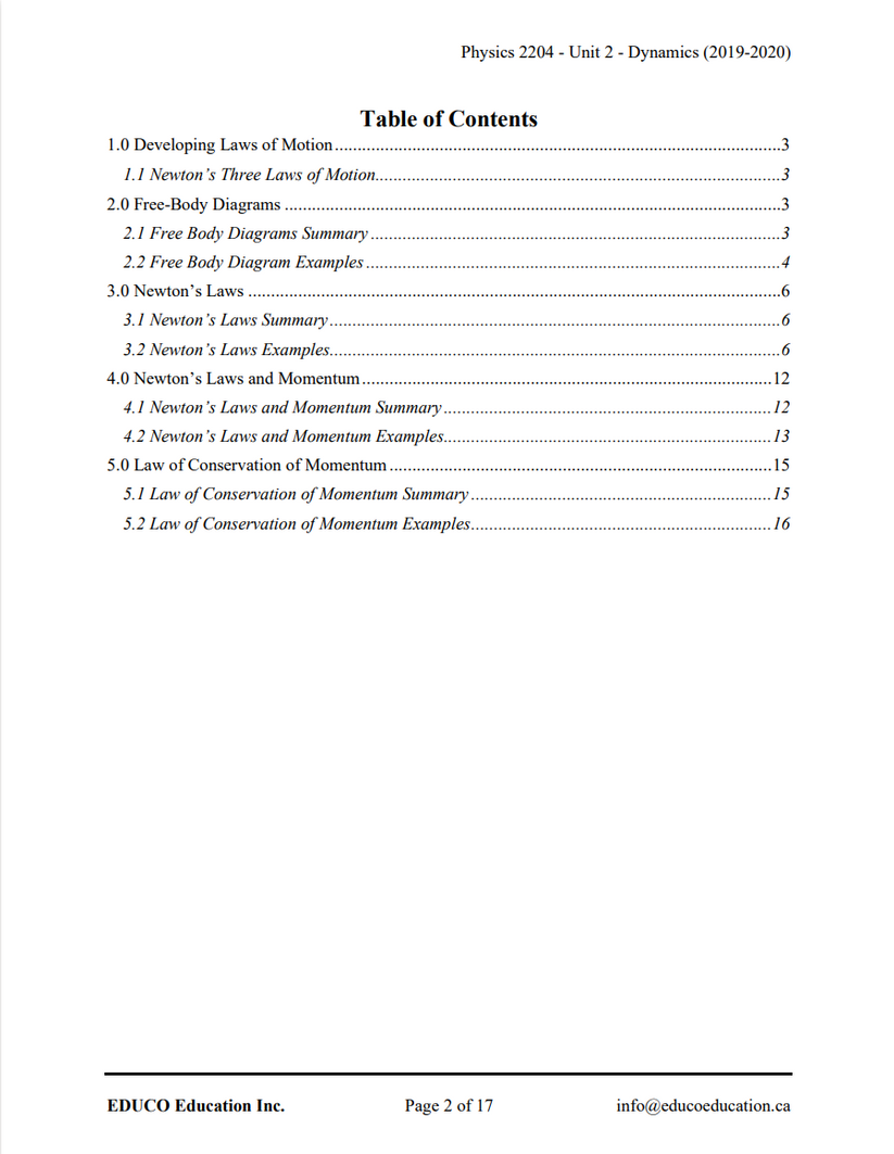 Unit 2: Dynamics - Physics 2204 (Digital Download) – EDUCO Education