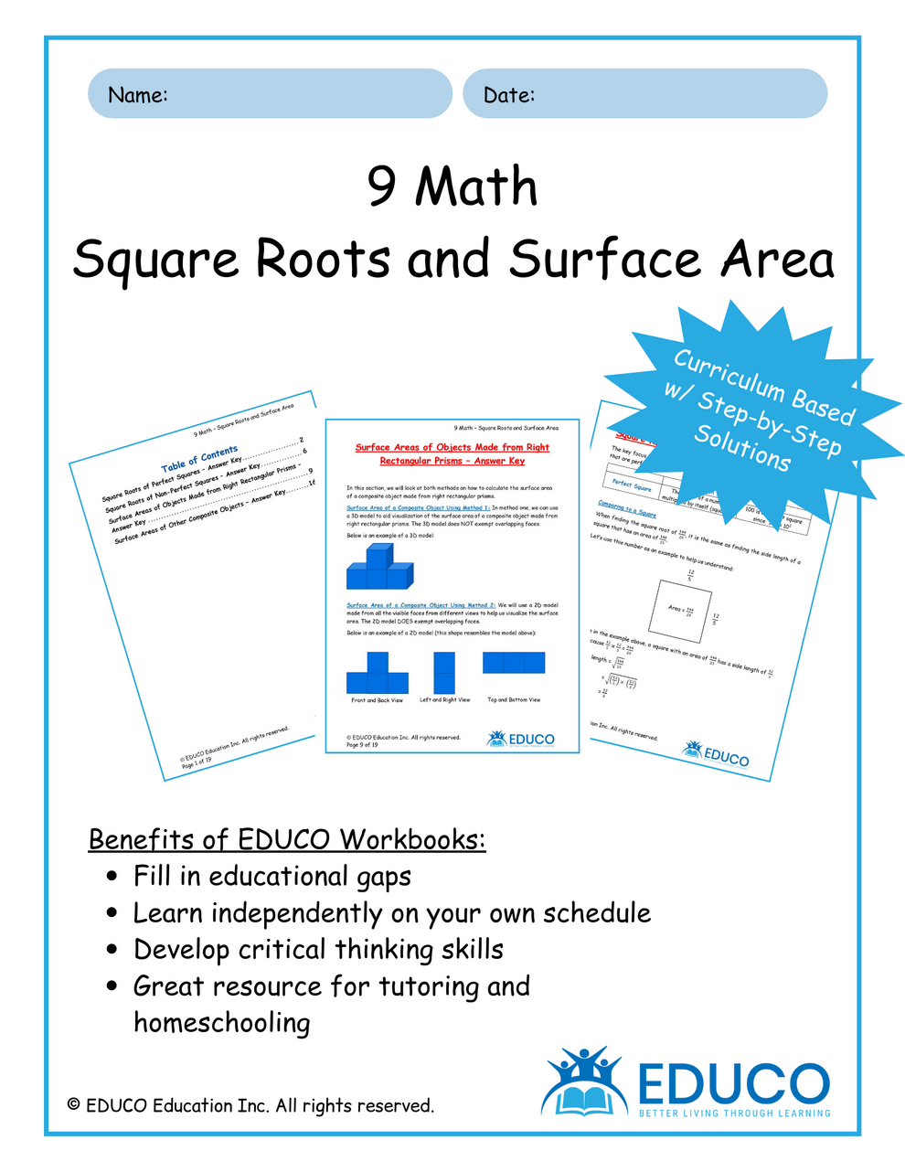 Unit 1: Square Roots and Surface Area - Grade 9 Math (Digital Download ...