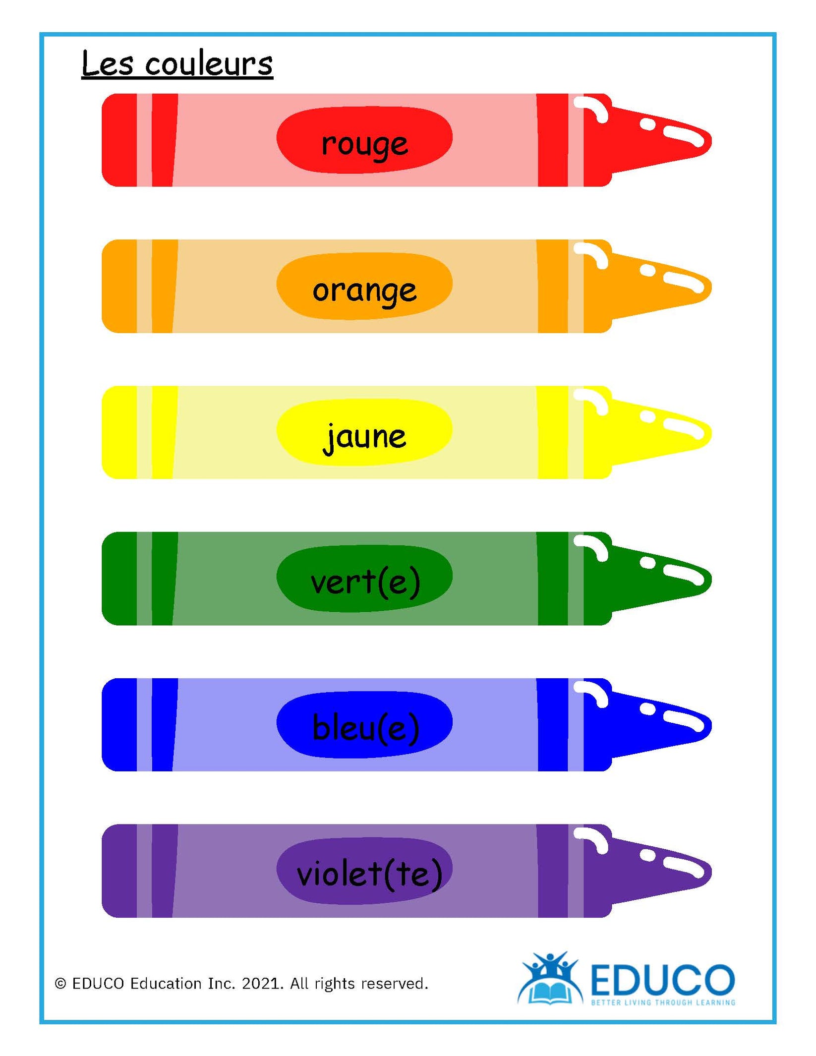 Colours - French Learning Resources (Digital Download) – EDUCO Education