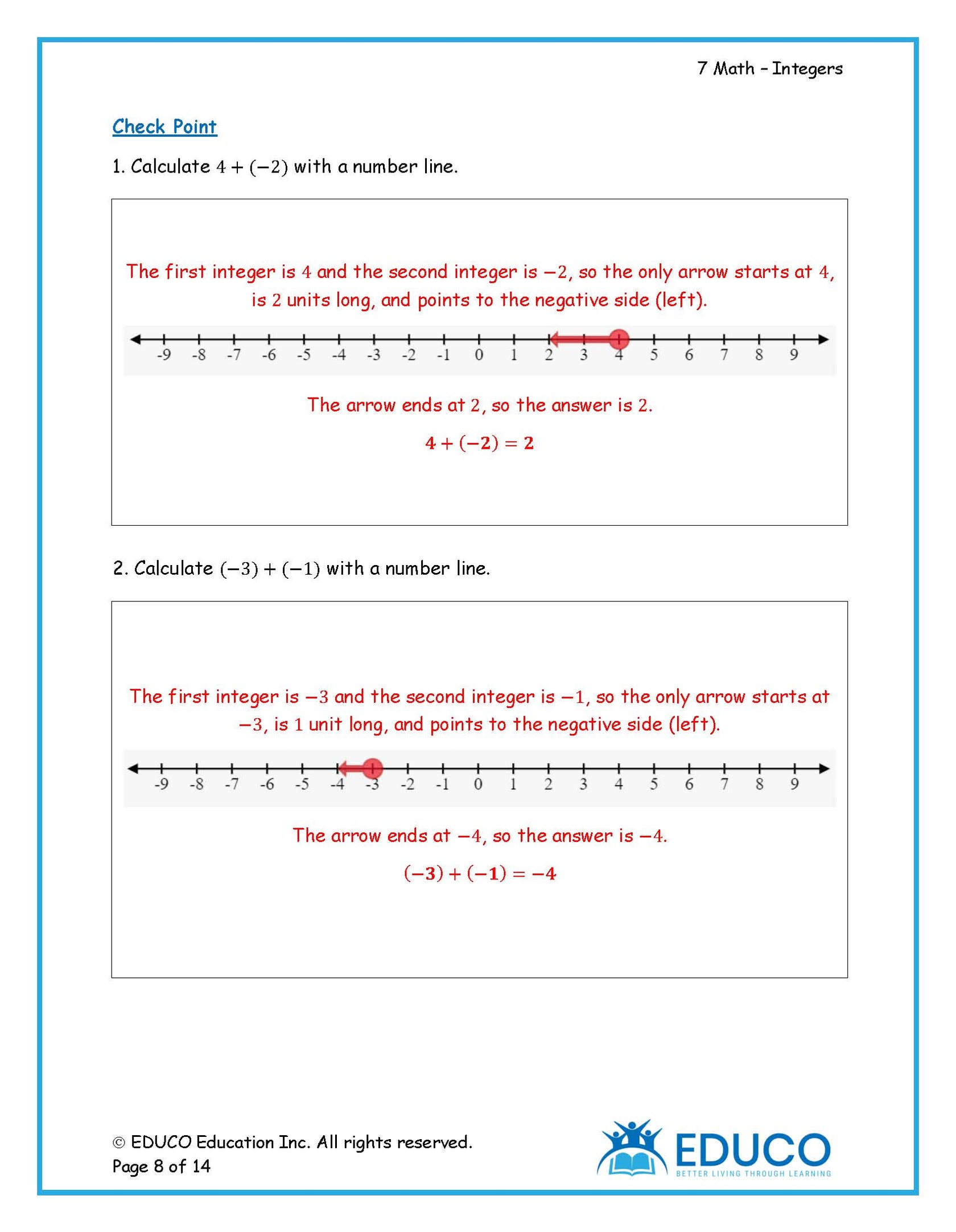 Unit 2: Integers - Grade 7 Math (Digital Download) – EDUCO Education