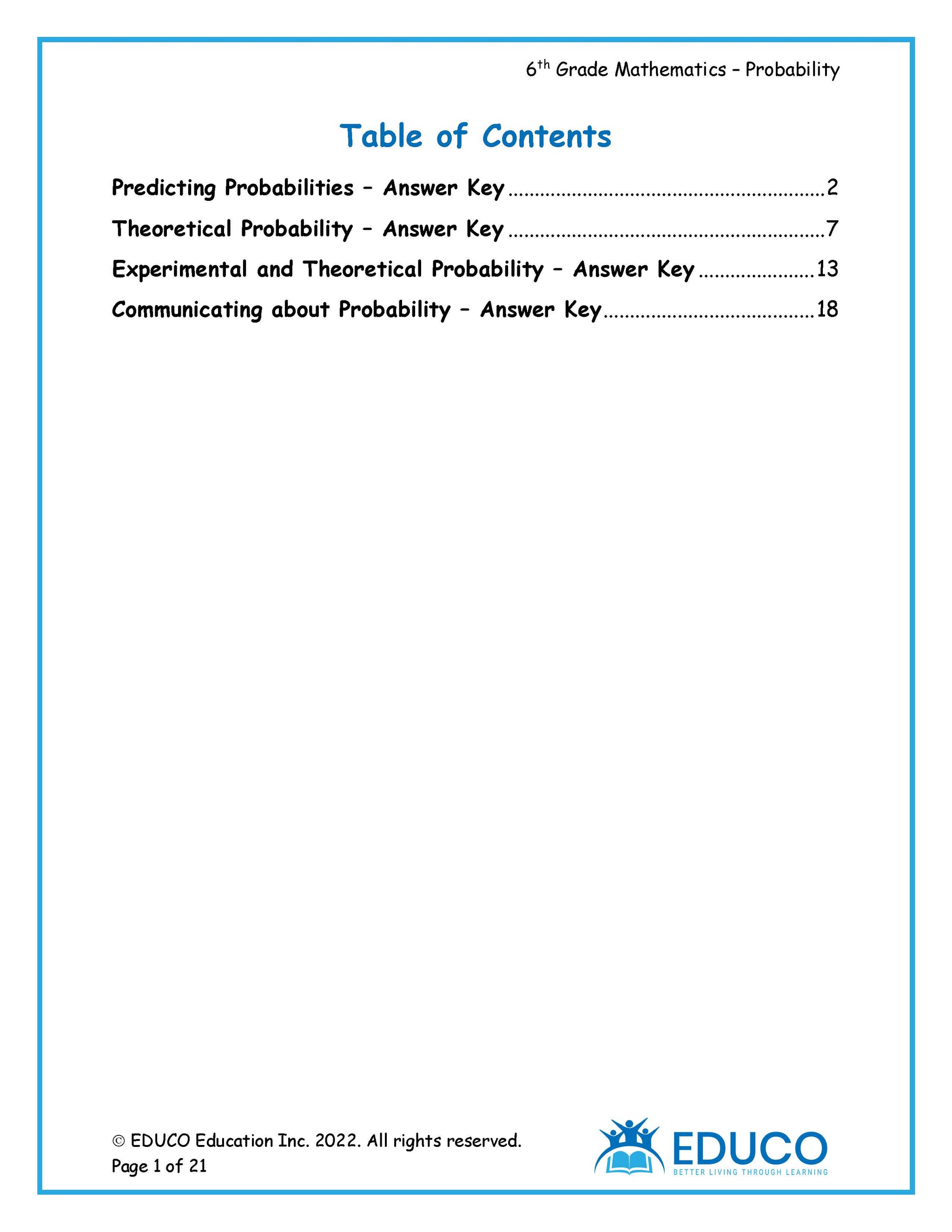 Unit 11: Probability - Grade 6 Math (Digital Download) – EDUCO Education